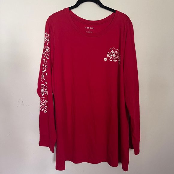 torrid | Tops | Torrid Womens Plus 3x Red Hibiscus Hawaiian Long Sleeve ...